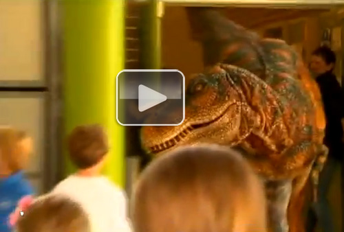 T-Rex terrorizing children during lunch