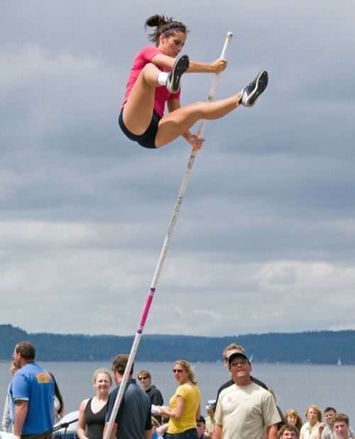 Sexy girls pole vaulting