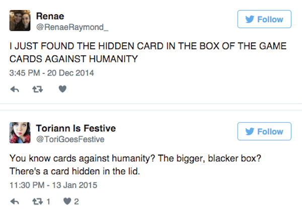 'Cards Against Humanity' has been hiding a secret card this whole time