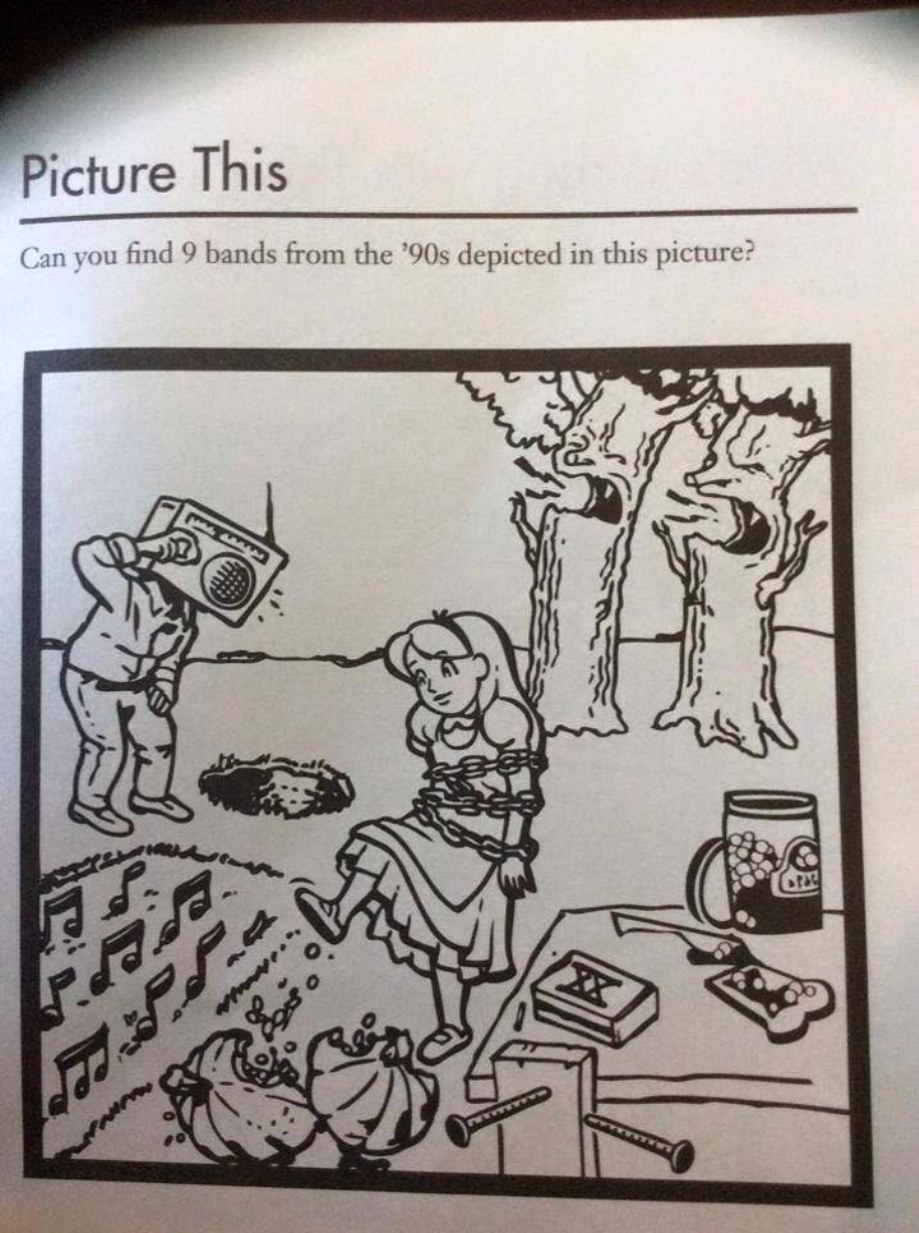 Can you recognize all the hidden '90s bands in this picture?