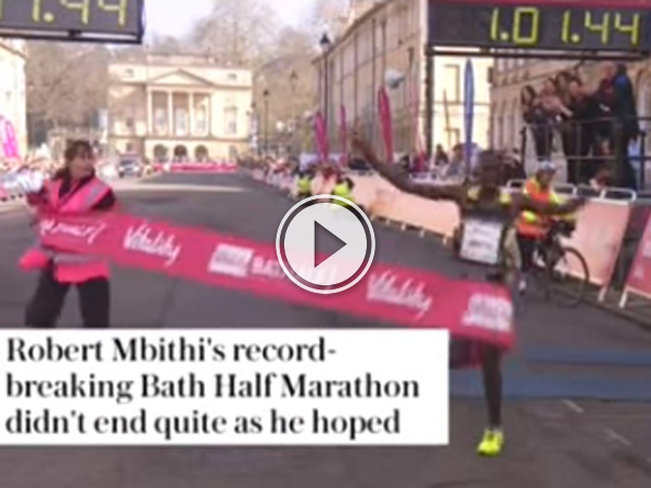 Guy wins a race but trips at the finish line (video)