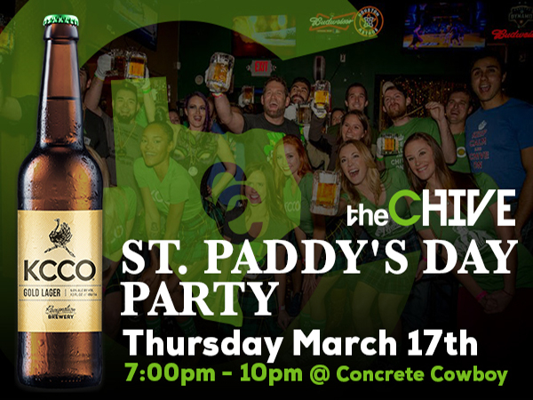 Gold Lager goes Green. St. Paddy’s Day party at Concrete Cowboy!