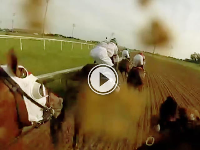 Video of POV from Horse Jockey Helmet Cam GoPro Racing in Mud and Rain