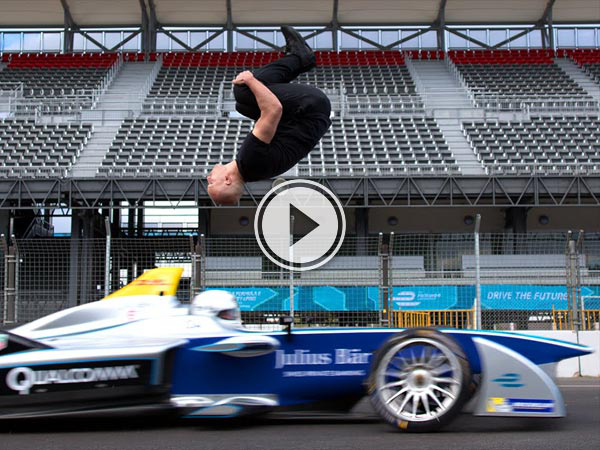 Damien Walters Backflip Over Speeding Formula E Car (Video)