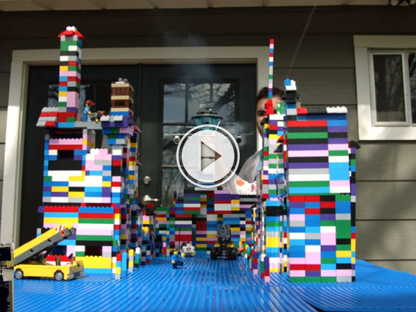 Lego Plane Crash in Slow Motion (Video)