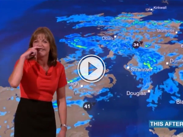 BBC news weather girl can't stop laughing (Video)