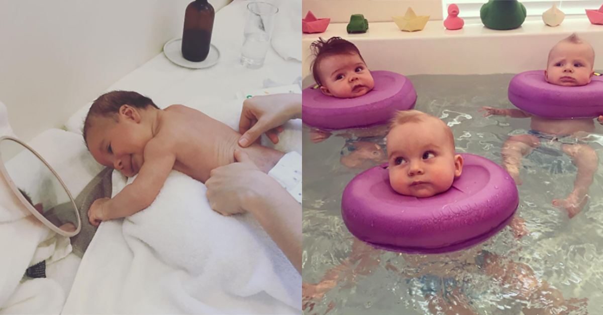 Baby spa pampers and massages babies