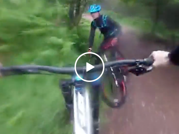 Cyclist has head on collision with another cyclists are incredible speed