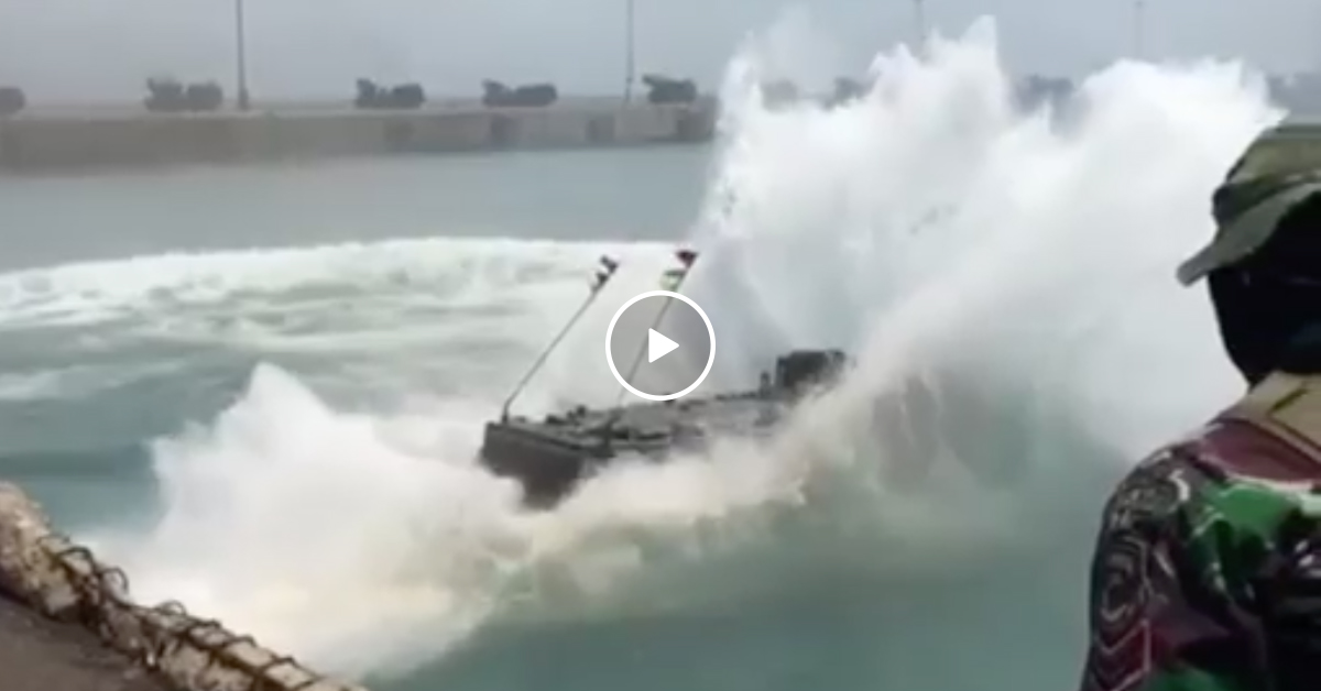 29-ton tank does a belly flop (Video)