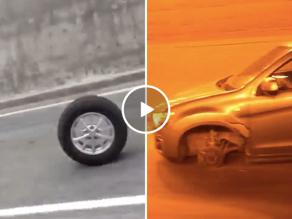 Driving while missing a wheel isn't actually that smart (Video)
