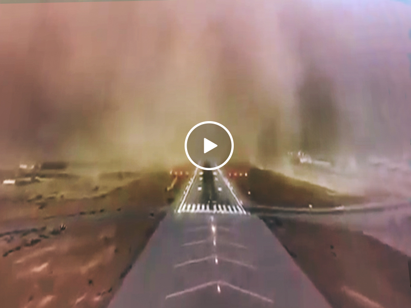 Sandstorm Video 2018 Skilled Pilot Air Plane Runway Saudi Arabia audio