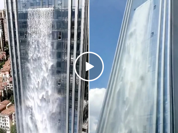Chinese skyscraper has a 400ft waterfall built in (Video)