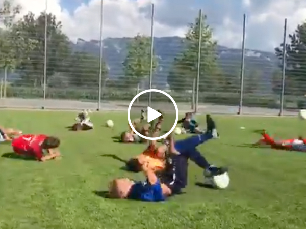 Kids practicing the most important "skill" in soccer