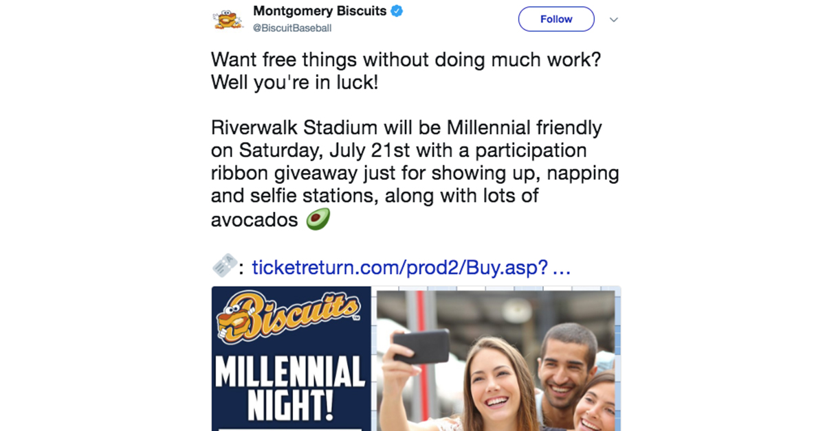 Millennials outraged after baseball team advertises 'Millennial Night'