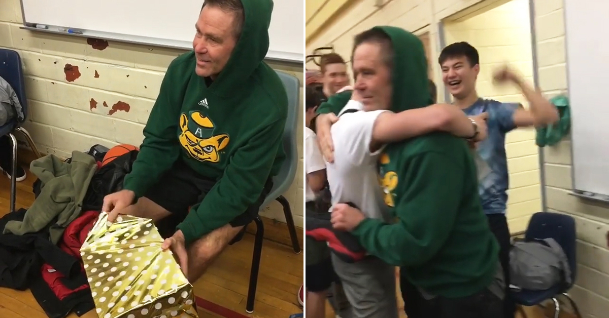 Students surprise teacher with Jordans he had when his career started