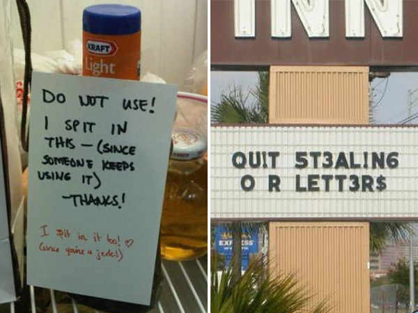 Notes From Pissed Off People To Thieves, With Anything But Love