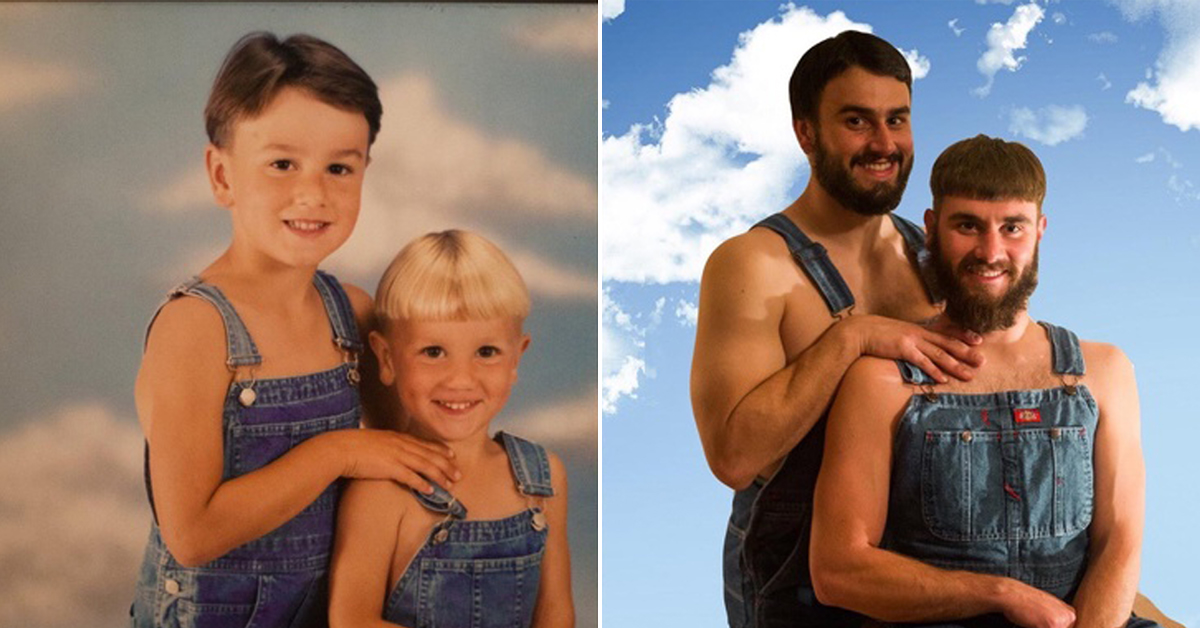People recreate photos from the past in the present