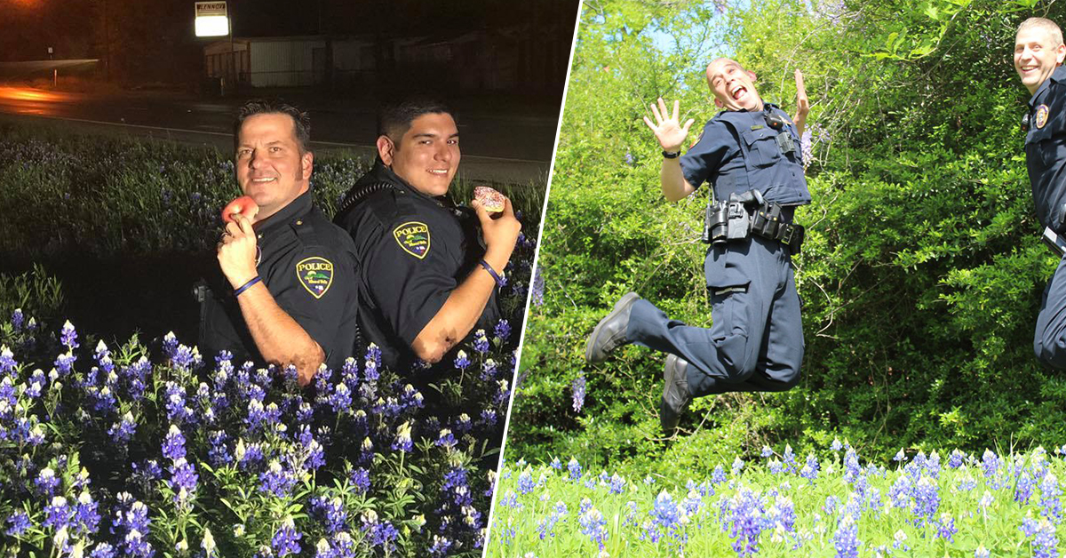 Hilarious new challenge has Texas police posing with bluebonnets