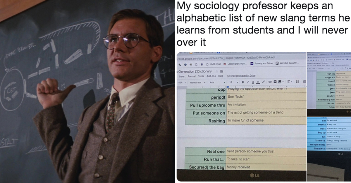 Teacher creates 'Gen Z dictionary' of all student's slang he's overheard