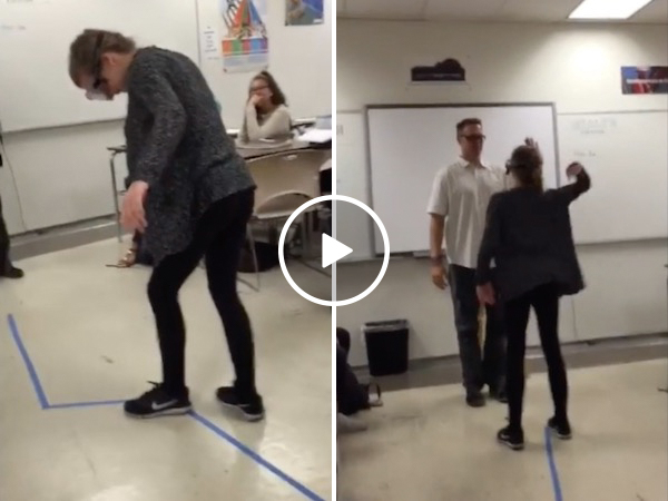 A drunk goggles demonstration doesn't end well for the teacher (Video)