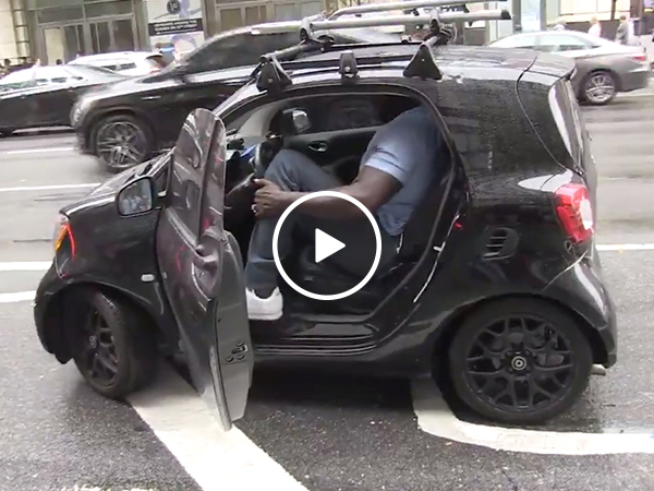 Shaq rollin’ around NYC in a Smart Car! Yup, you read that right