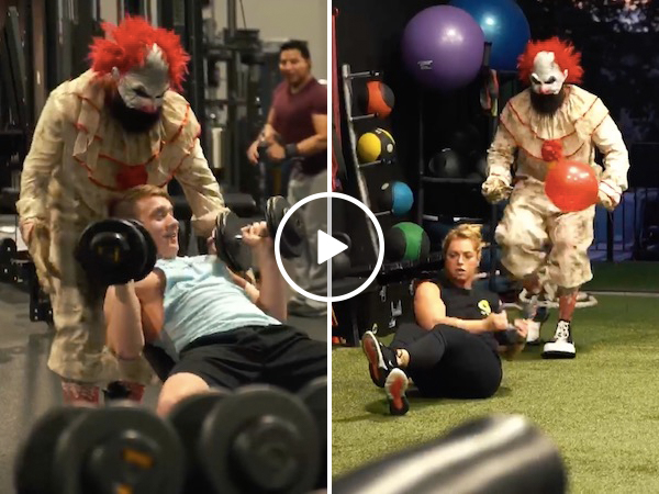Scary clown trainer is making people sh*t themselves at the gym (Video)