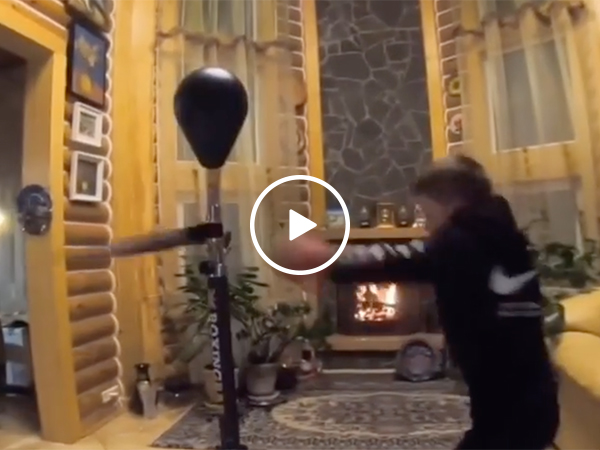 Russian Boxing Kid Shows Off During Boxing Workout Like Mike Tyson