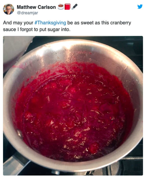 Tweets from people sharing the worst Thanksgiving fails