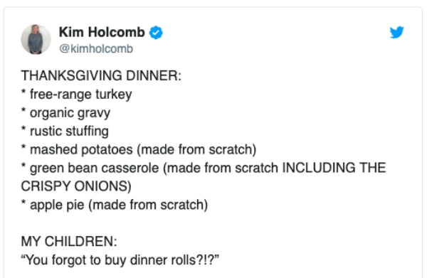 Tweets from people sharing the worst Thanksgiving fails