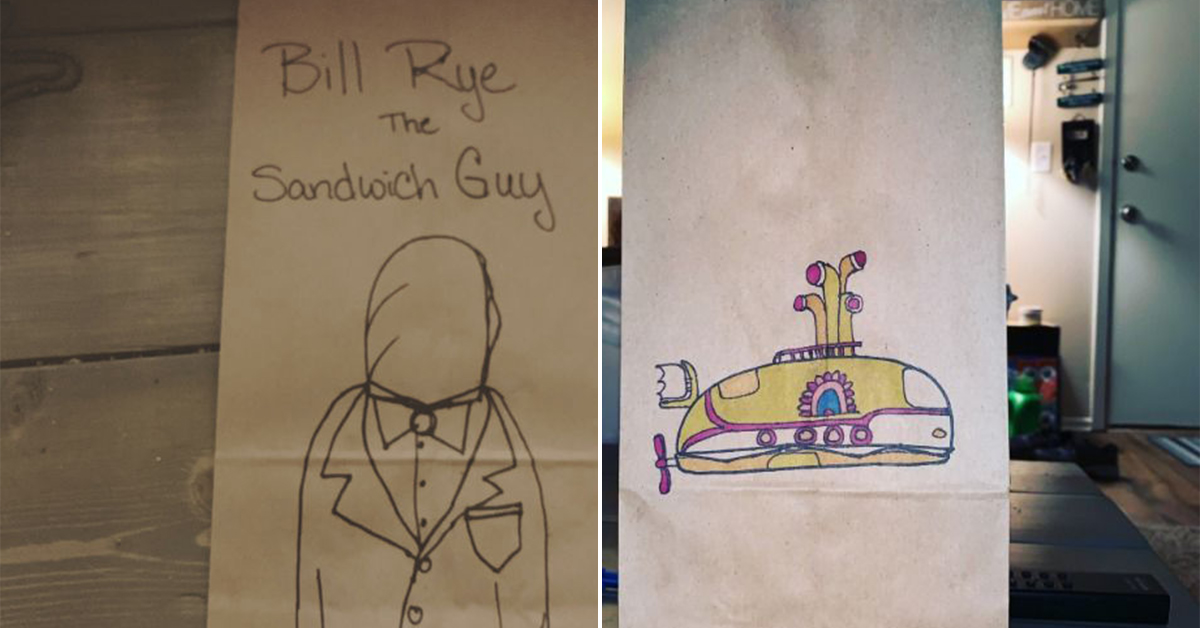 Woman draws the most clever cartoons on sammich bags