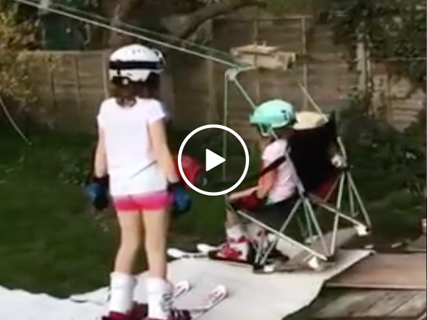 Dad builds DIY ski-lift with slope backyard for daughters Video Corona