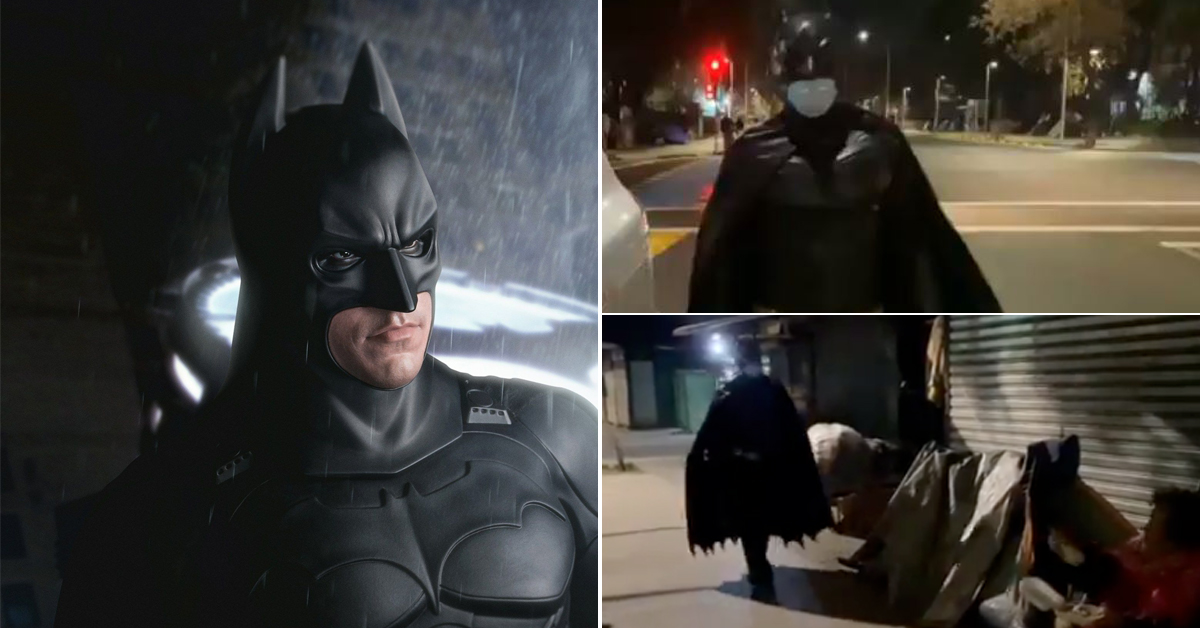 A man dresses as Batman in Chile is bring food to the homeless