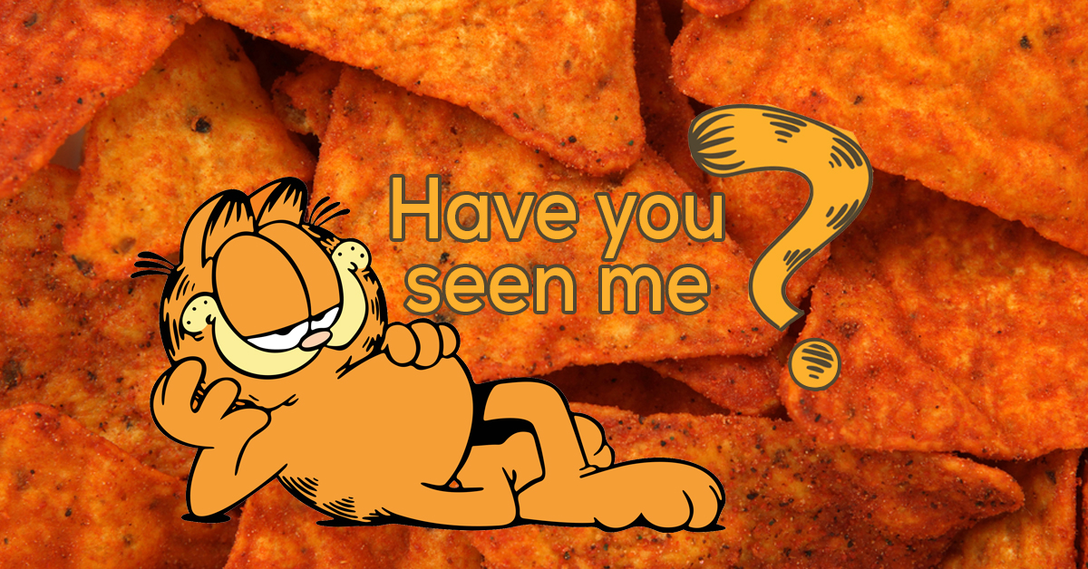 A nacho cheese covered Garfield mystery. Can you help?
