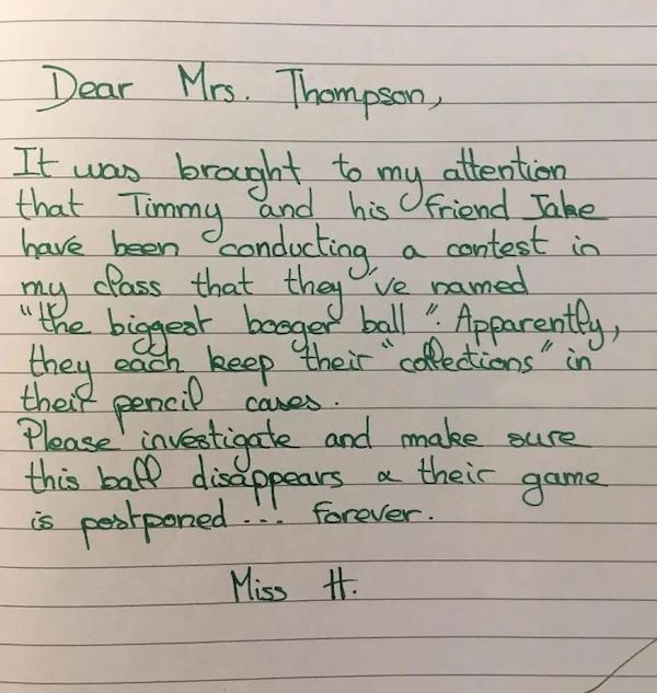 Hilarious Notes Teachers Had To Send Home To Parents