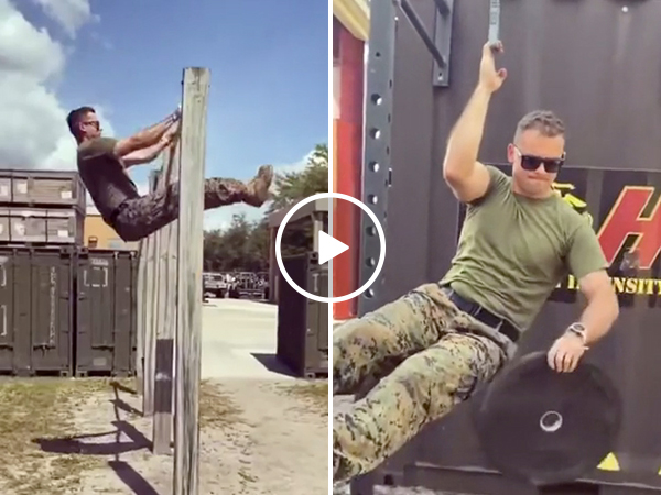 This soldier's got next level core strength