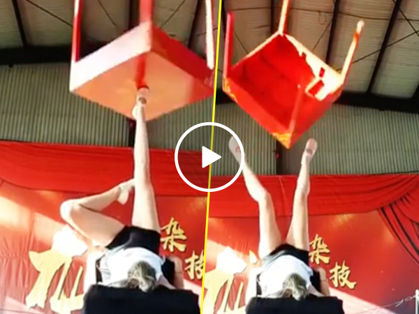 Table Dance Girl Lay Back Trick Video Amazing Feet Spin Flip Skills