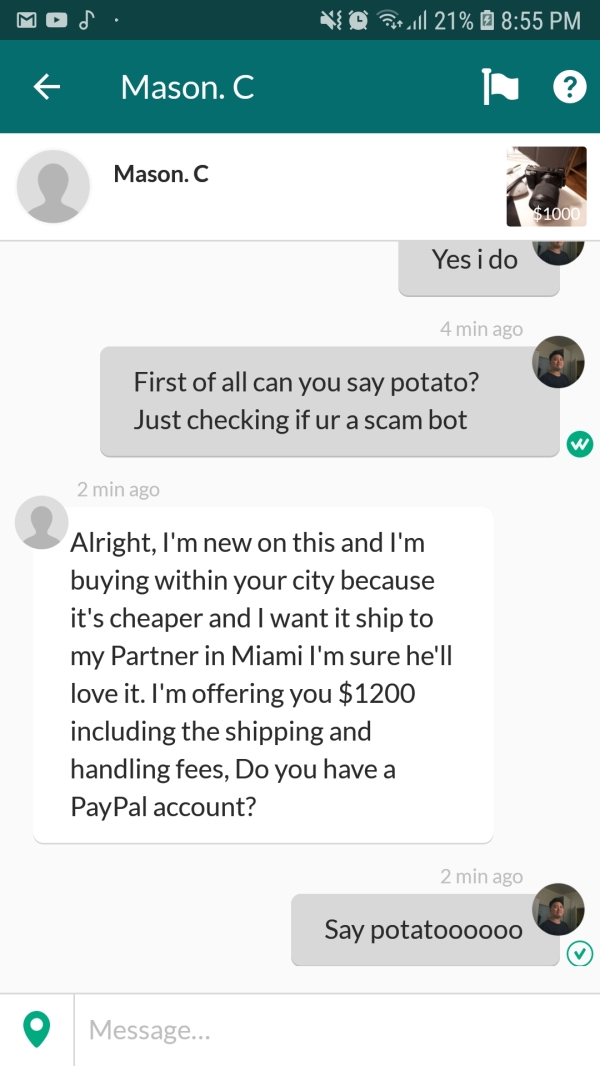 And now the scammer gets scammed