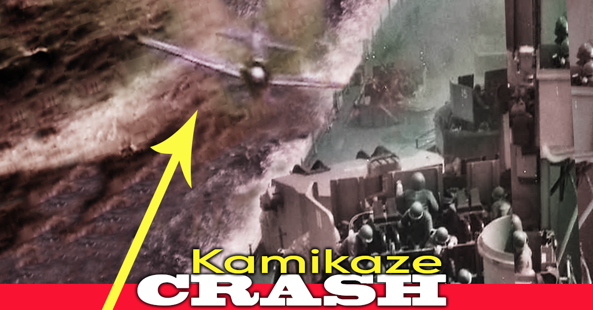 WW2 Kamikaze Plane Crash Famous Photo Story Humanity in Hell of War.