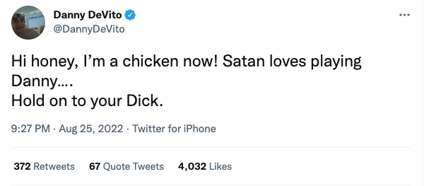 Danny DeVito's nsfw tweets as Satan character cause confusion