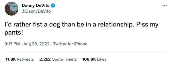 Danny DeVito's nsfw tweets as Satan character cause confusion