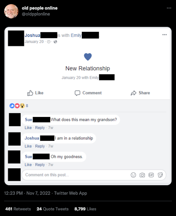 Old people on social media go together like oil and water