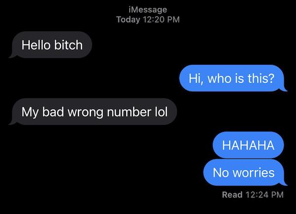 Wrong-number texts with A+ replies