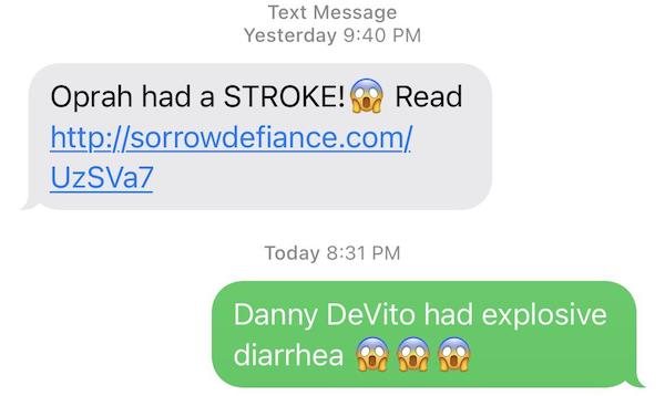 Wrong-number texts with A+ replies