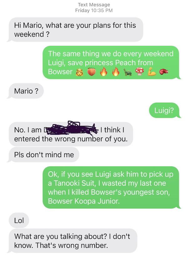 Wrong-number texts with A+ replies