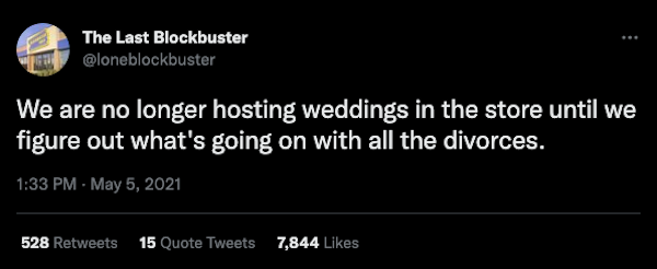 The last of the Blockbusters has a social media page serving up gold