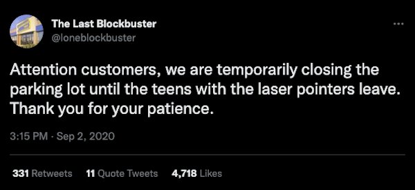 The last of the Blockbusters has a social media page serving up gold