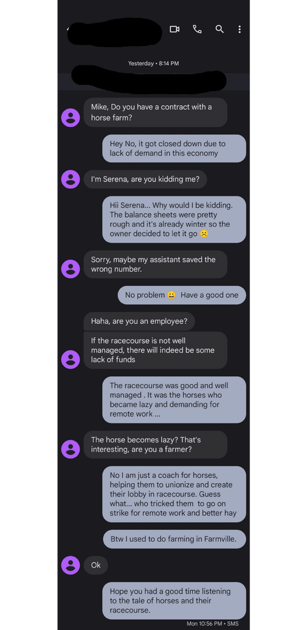 Wrong number texts that are better than most normal conversations.