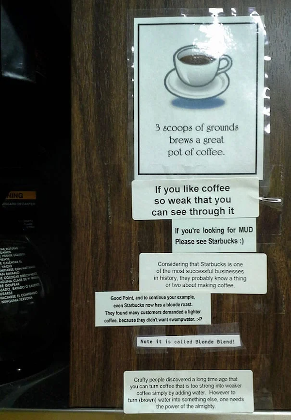 Sarcastic and passive-aggressive office notes