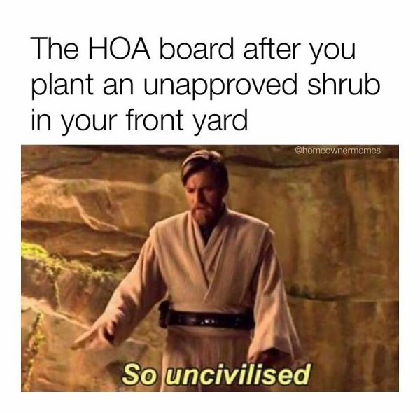 Homeowner jokes that you don't need approval from the HOA for