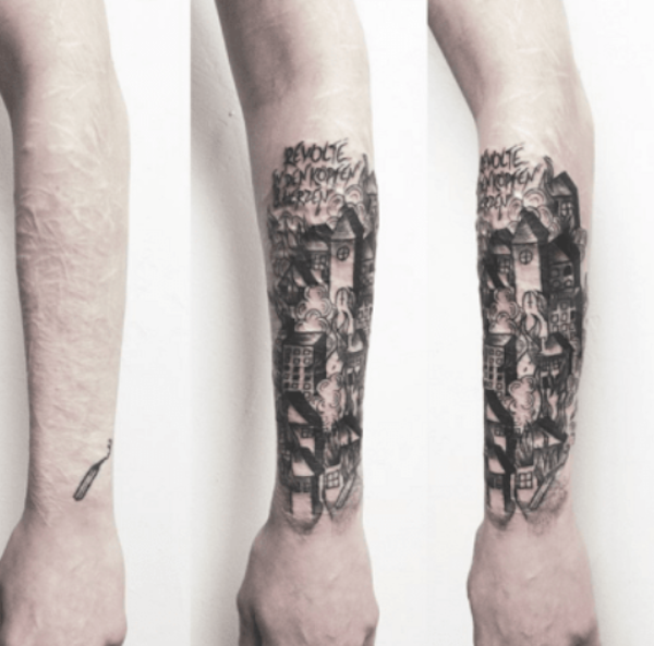 Scars transformed into clever works of art